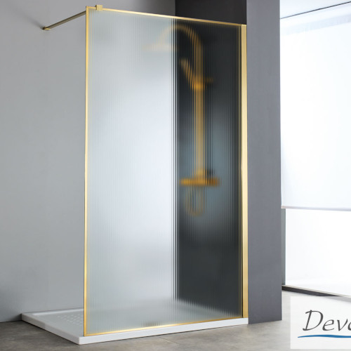 Fixed crystal – Shower cabin divider Iwis walk-in PVD Gold brushed ...