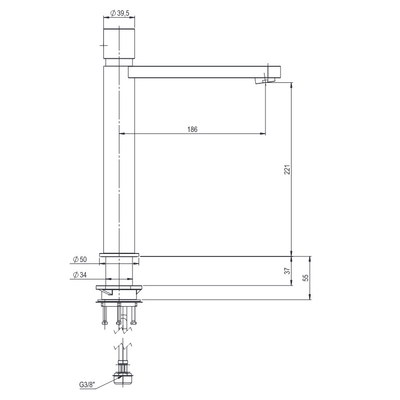 High Sink Faucet AXIS Brushed Inox 316L | Neo Spiti